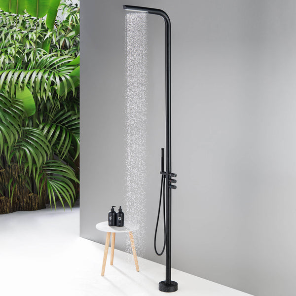 Matte Black Freestanding Outdoor Shower with Hand Shower JK0091 – Rbrohant