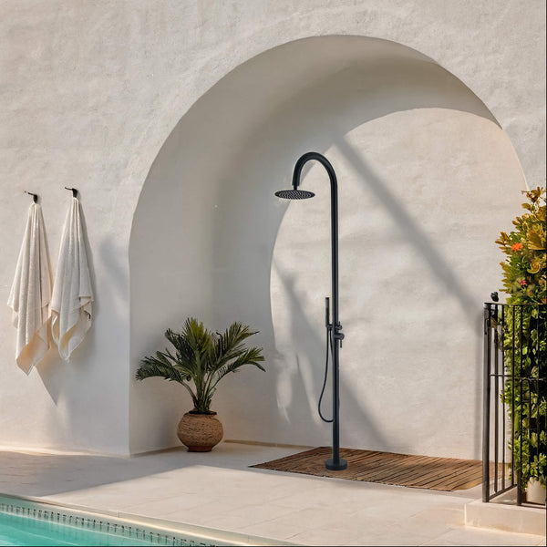 2-Function Outdoor Shower with 8-inch Rainfall Head for Outdoor Comfort
