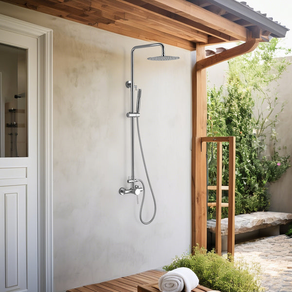 Adjustable Outdoor Shower System with Dual Shower Heads for Garden & Pool