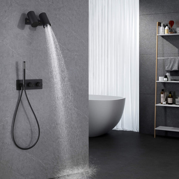 Dual Shower Head System with Waterfall Spray & Handheld Wand