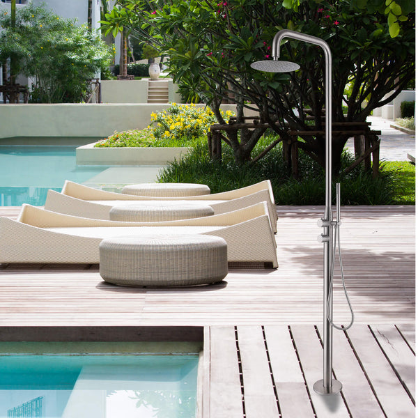 High-Pressure Stainless Steel Outdoor Shower with Handheld and Overhead ...