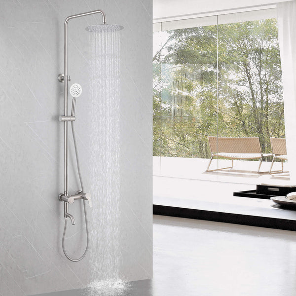 3-in-1 Stainless Steel Outdoor Shower System with Rainfall & Handheld