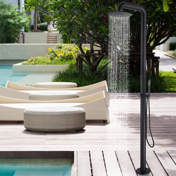 Freestanding Stainless Steel Outdoor Shower with Hand Shower and Detachable Shower Head – Rbrohant