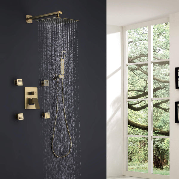 Shower Faucet Set with Body Sprayers and Rain Shower